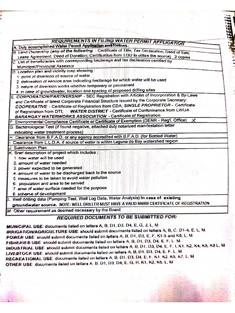 Requirements For NWRB PErmit | PDF