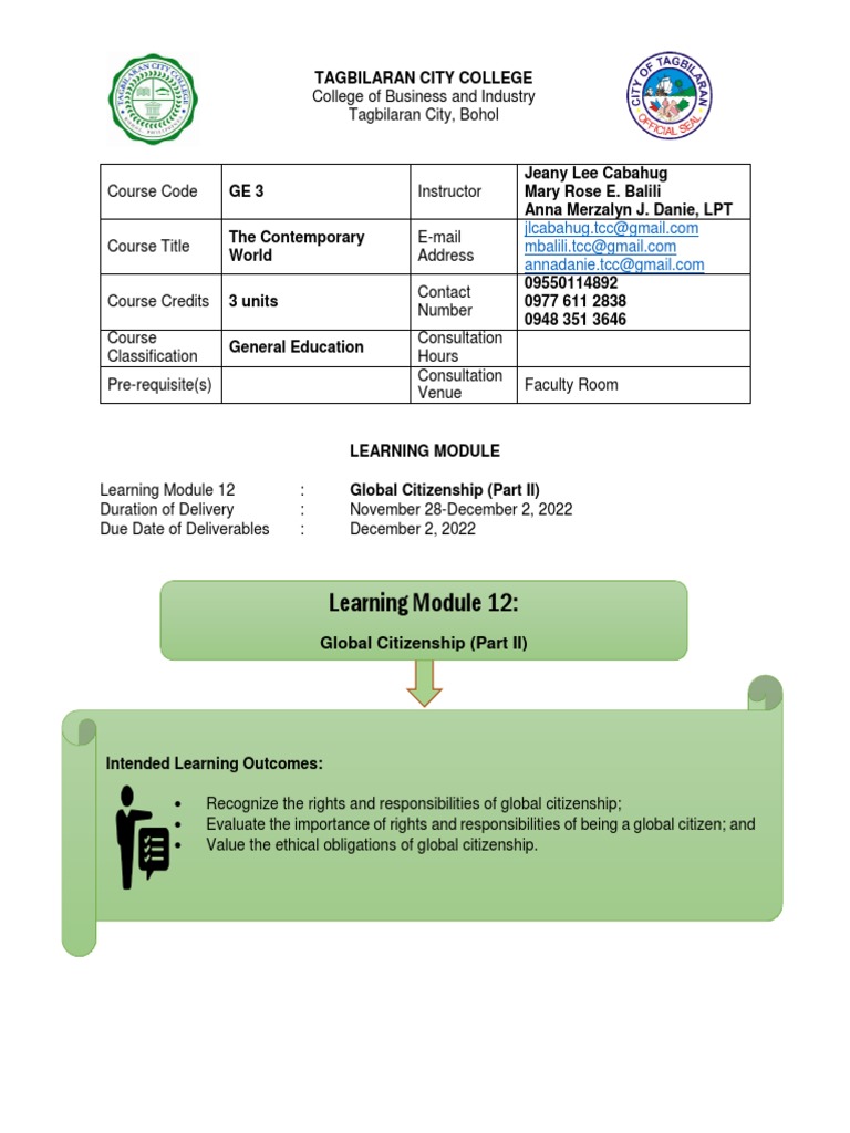 GE3 - Learning Module 12 - Final Period | PDF | Human Rights | Rights