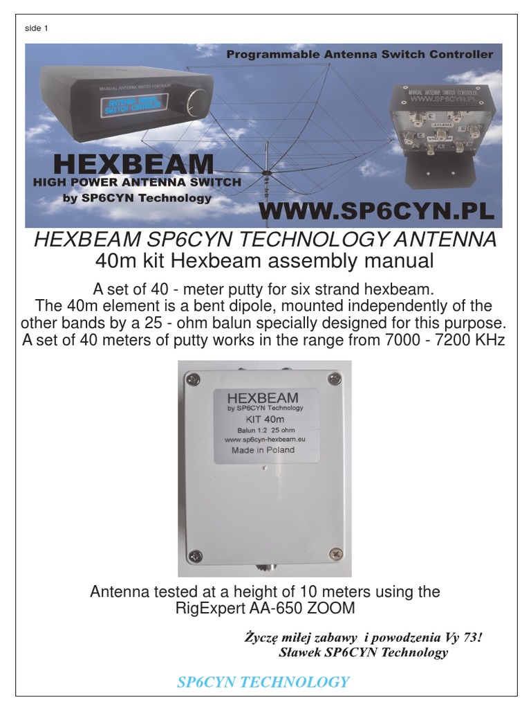 40m Hexbeam Assembly Manual | PDF | Antenna (Radio) | Electromagnetic ...