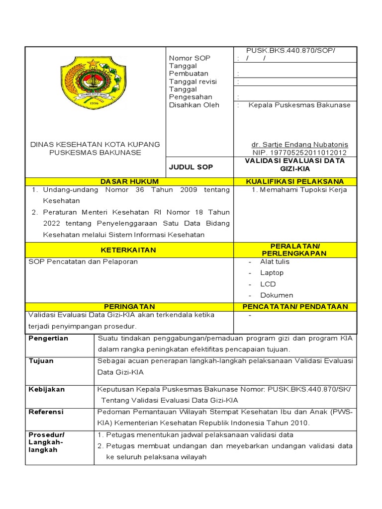 Sop Rapat Validasi Data Gikia | PDF