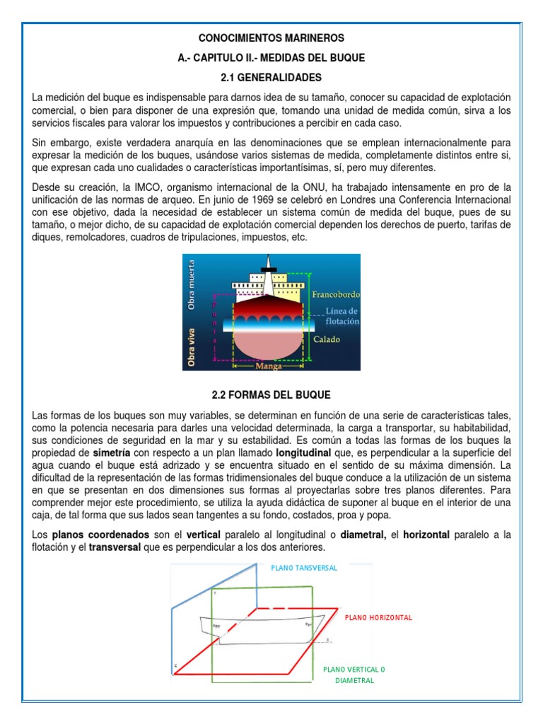 Capitulo II. - Medidas Del Buque | PDF | Submarinos | Agua