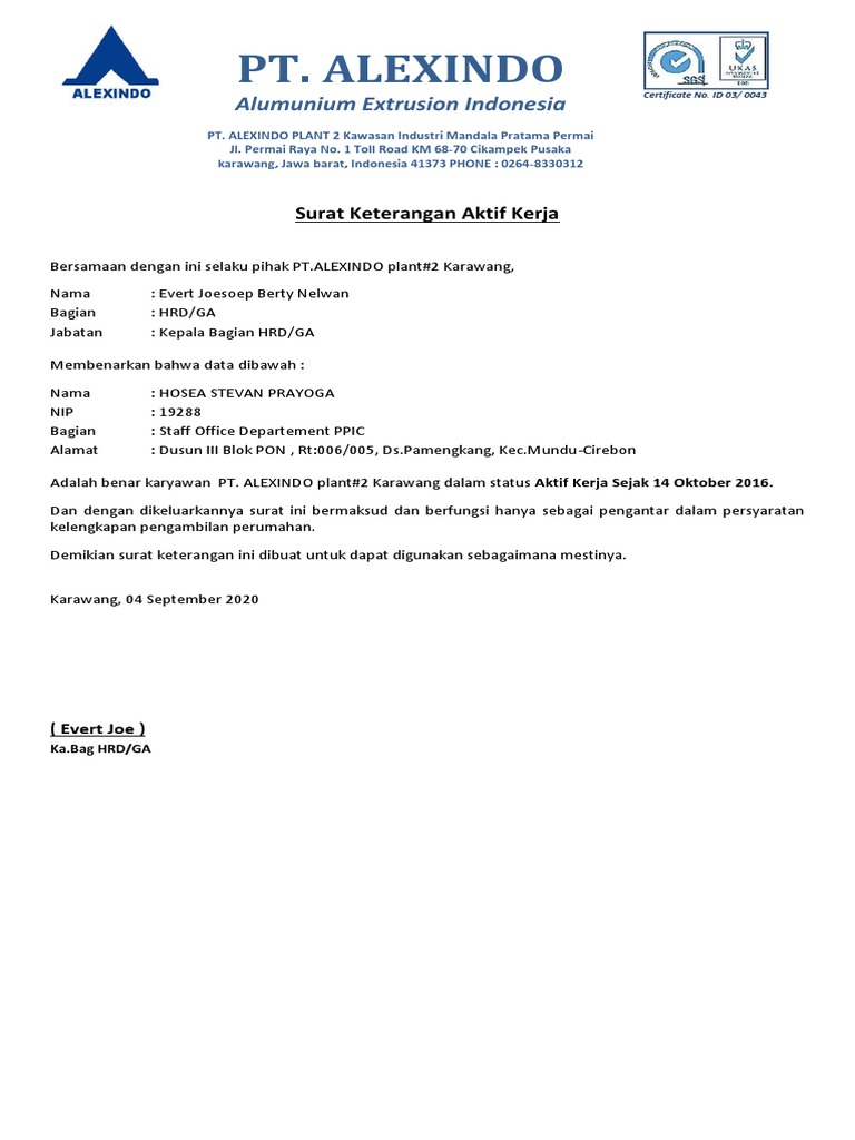 Skab Dan Slip Gaji Alexindo Steven | PDF | Karier & Perkembangan | Bisnis