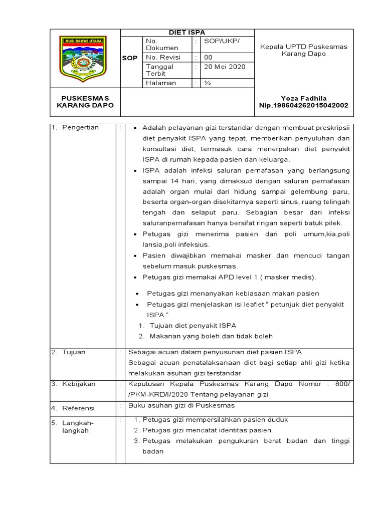 1 Sop Diet Ispa | PDF