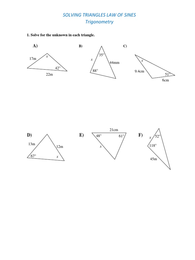 Solving Triangles Using Law of Sines | PDF | Triangle | Geometric ...