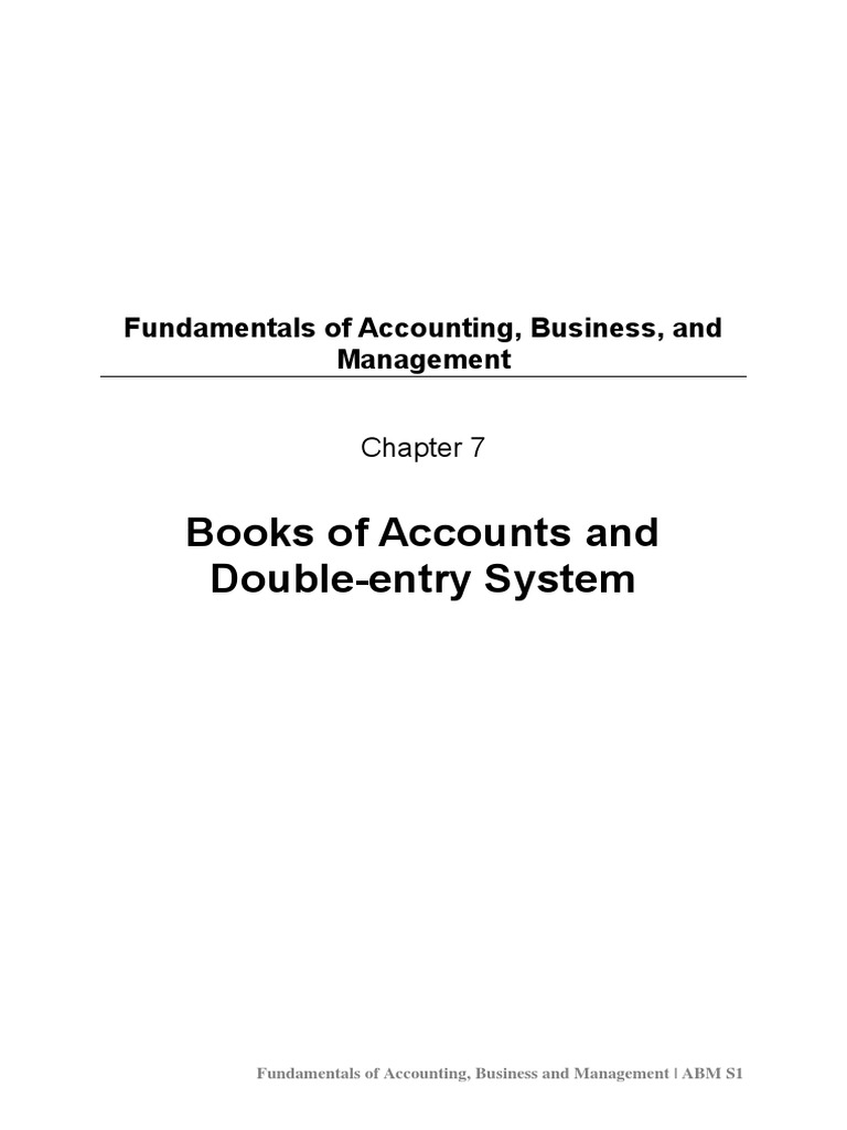 Chapater 7 Books of Accounts and Double Entry System | PDF | Debits And ...