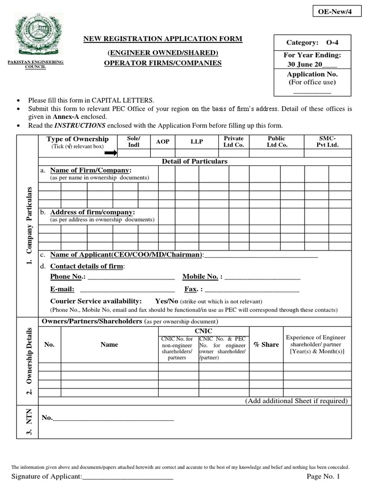 Application Form Engr Owned New Registration O4 | PDF | Deep Foundation ...