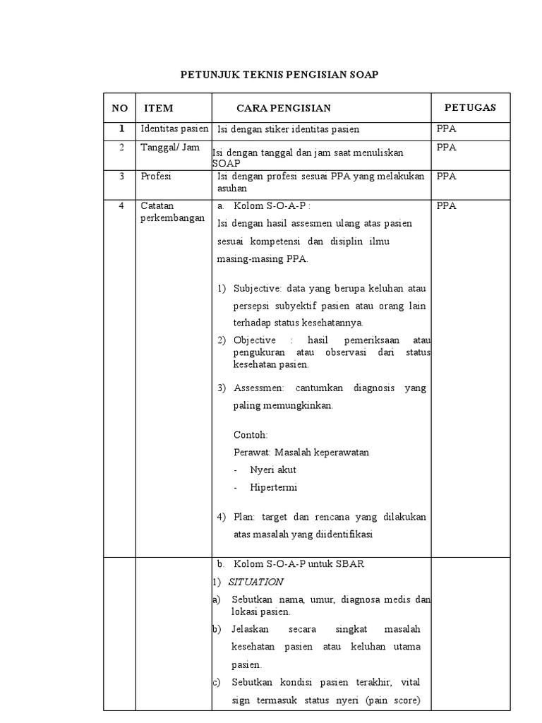 Panduan Pengisian Dokumen SOAP | PDF