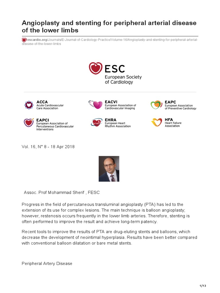 Angioplasty and Stenting For Peripheral Arterial Disease of The Lower ...