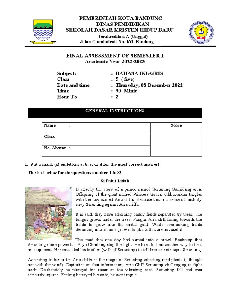 Soal Fix Inggris Kls 5 Pdf