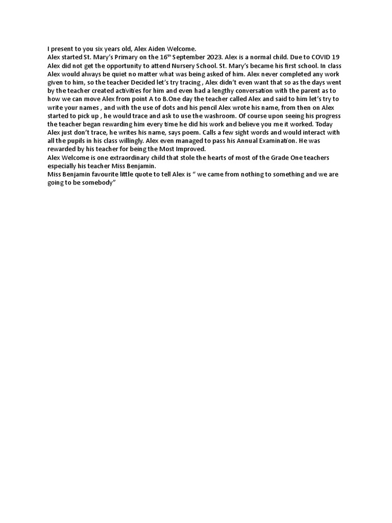 Alex Aiden Welcome | PDF