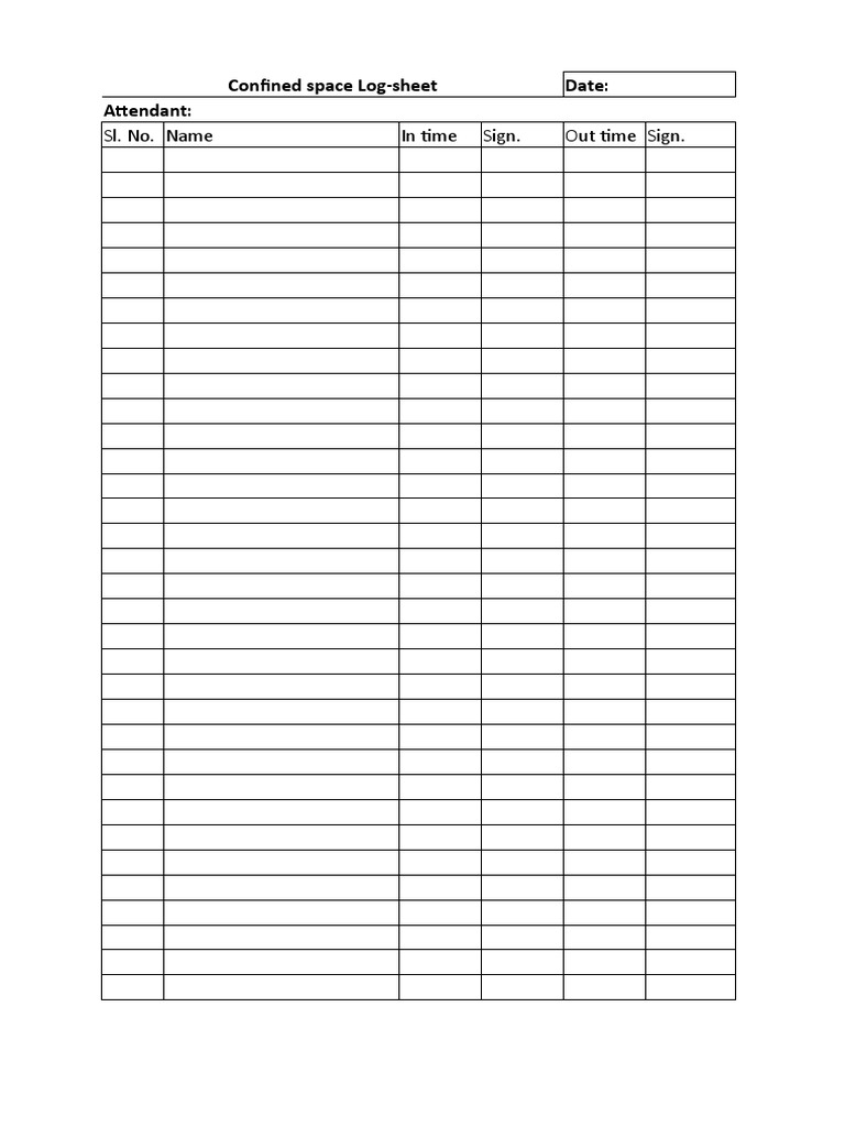 Confined Space Entry Sheet | PDF