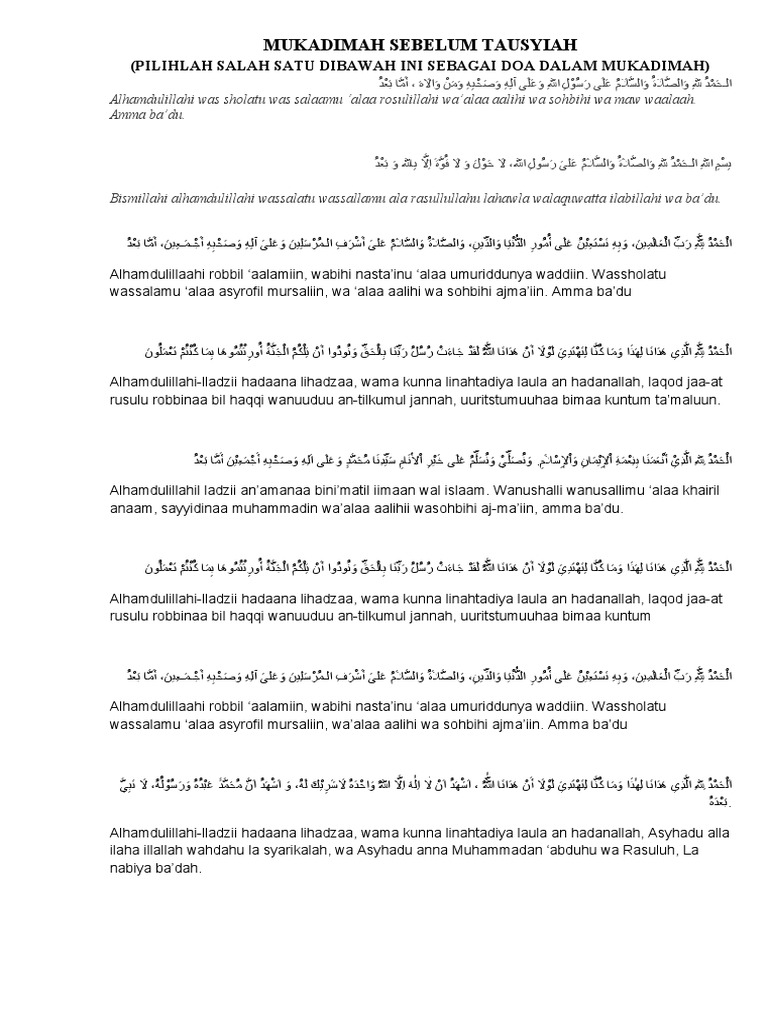 Mukadimah Doa Sebelum Tausyiah | PDF | Religion & Spirituality