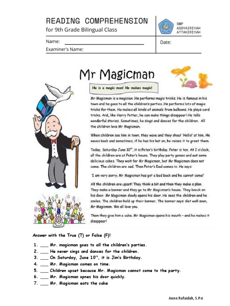 Reading Comprehension For 9th Grade | PDF