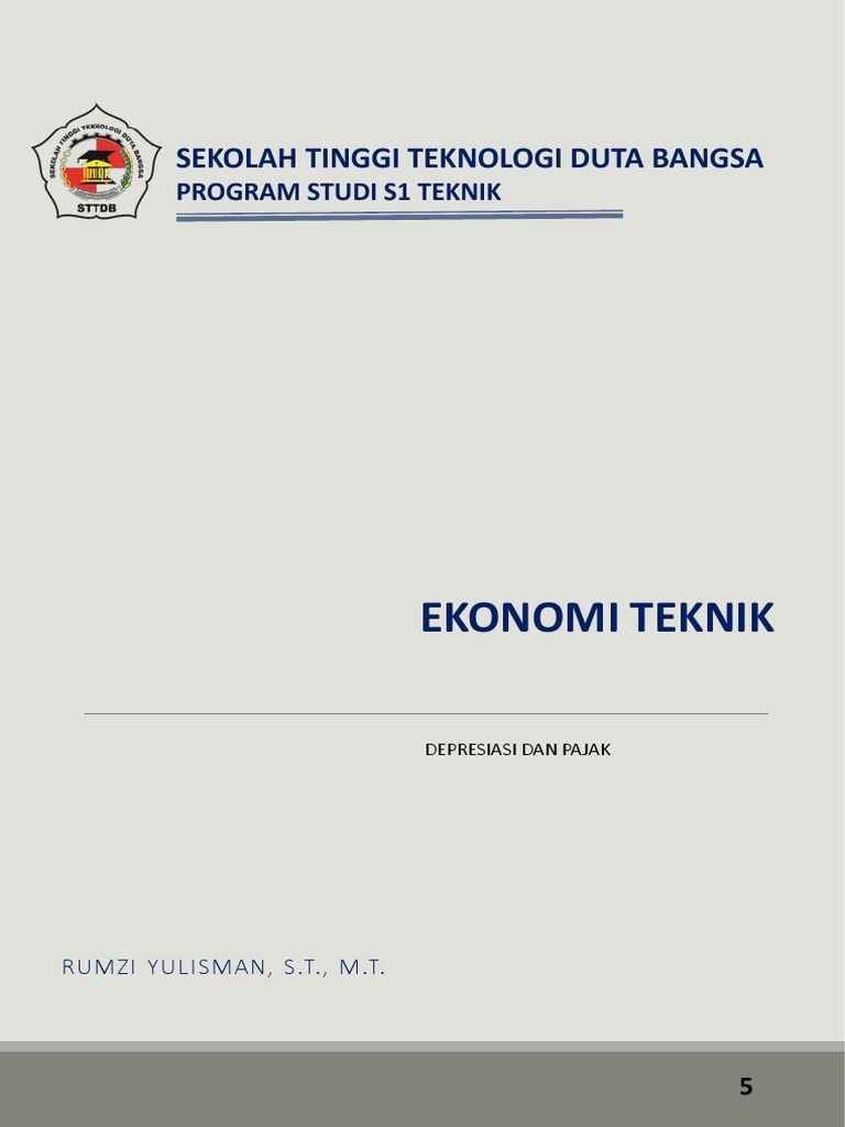 Ekonomi Teknik Depresiasi Dan Pajak | PDF