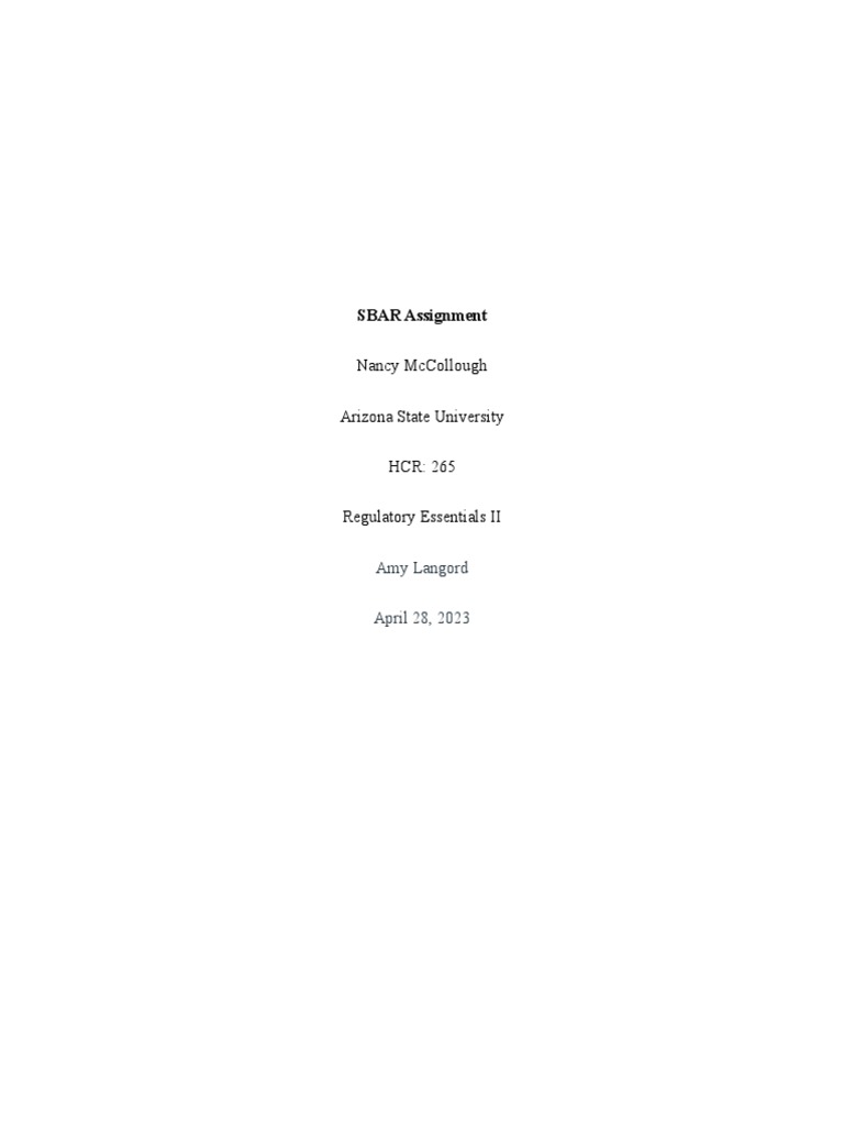 Sbar Assignment | PDF | Medicare (United States) | Fraud