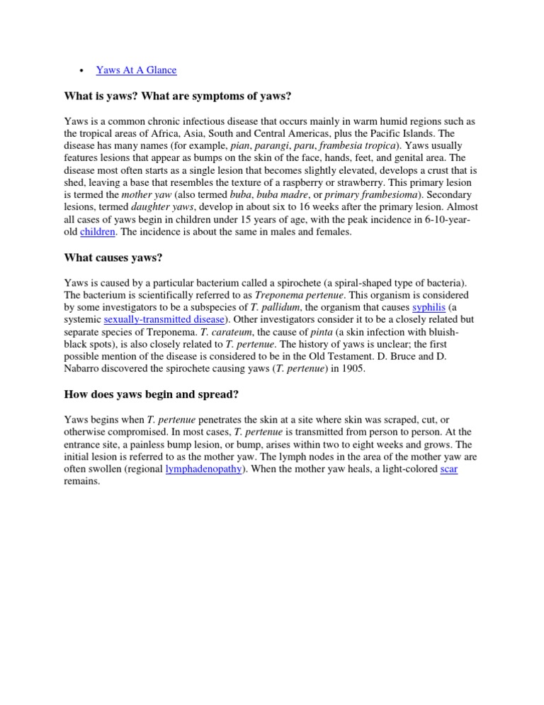 Yaws Disease: Symptoms and Images | PDF