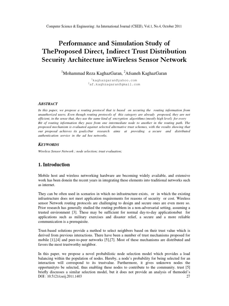 Performance and Simulation Study of TheProposed Direct, Indirect Trust ... Performance and Simulation Study of TheProposed Direct, Indirect Trust ...