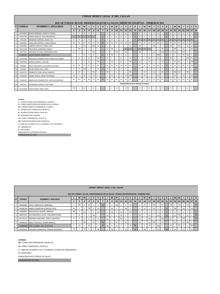 Formato Rol - Feb.21-UML CA - LLAO | PDF