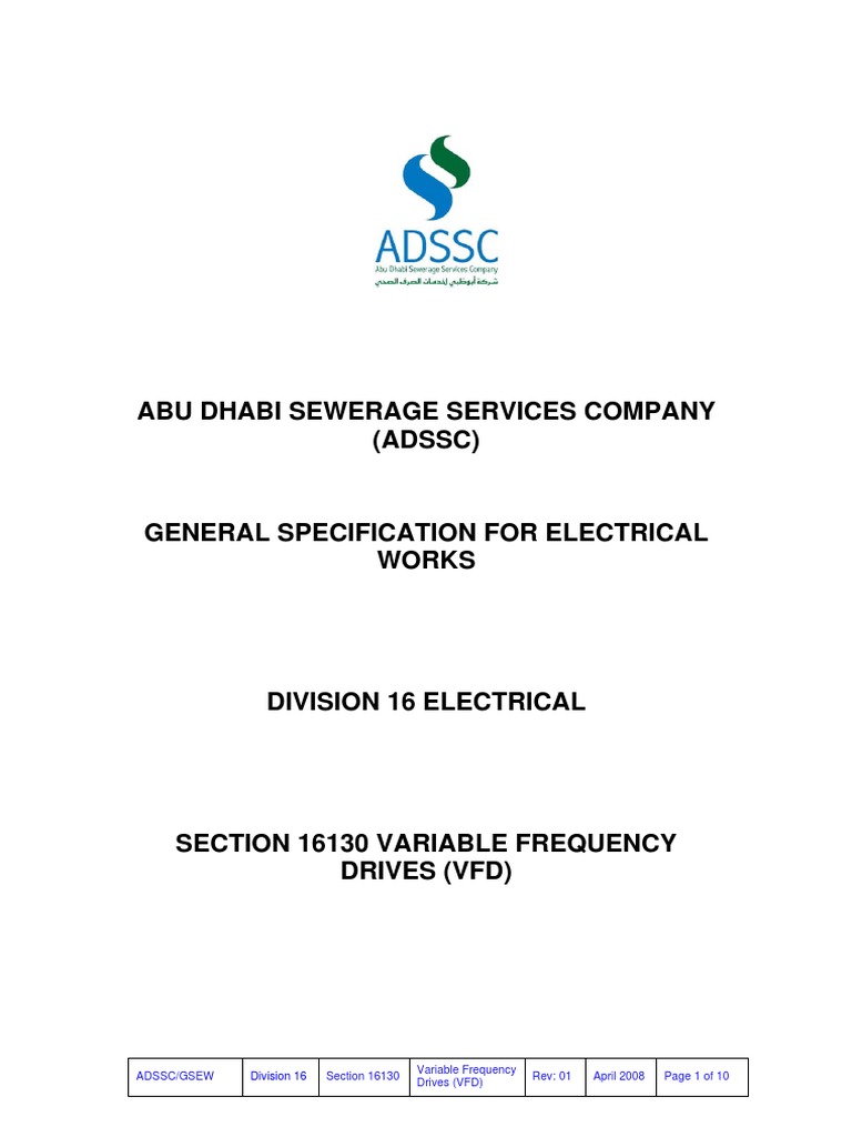 General Specification For Electrical Works (Adssc) | PDF | Electric ...
