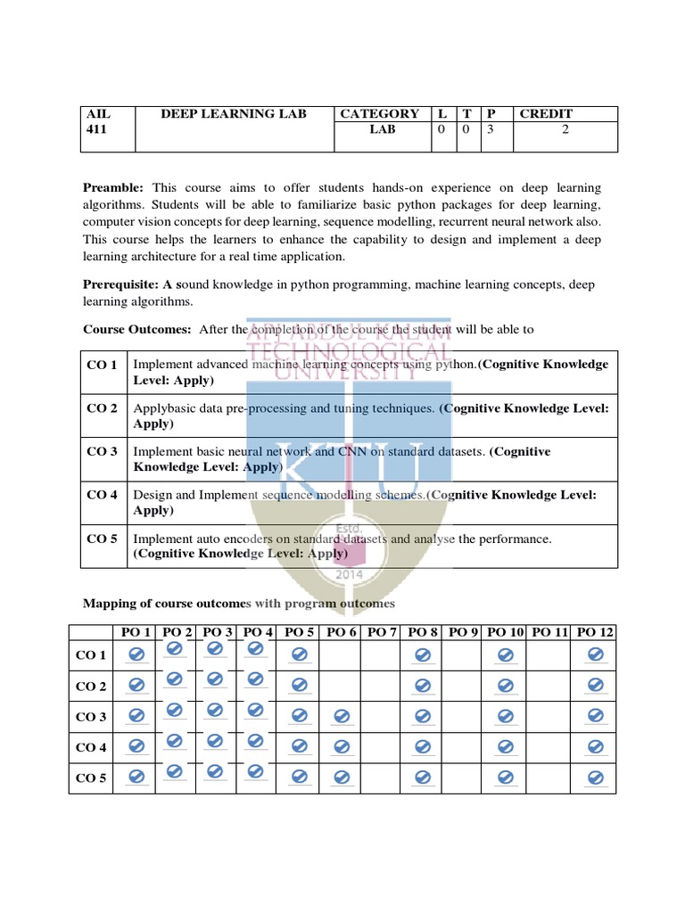 Ail411 Dl Lab Syllubus | PDF
