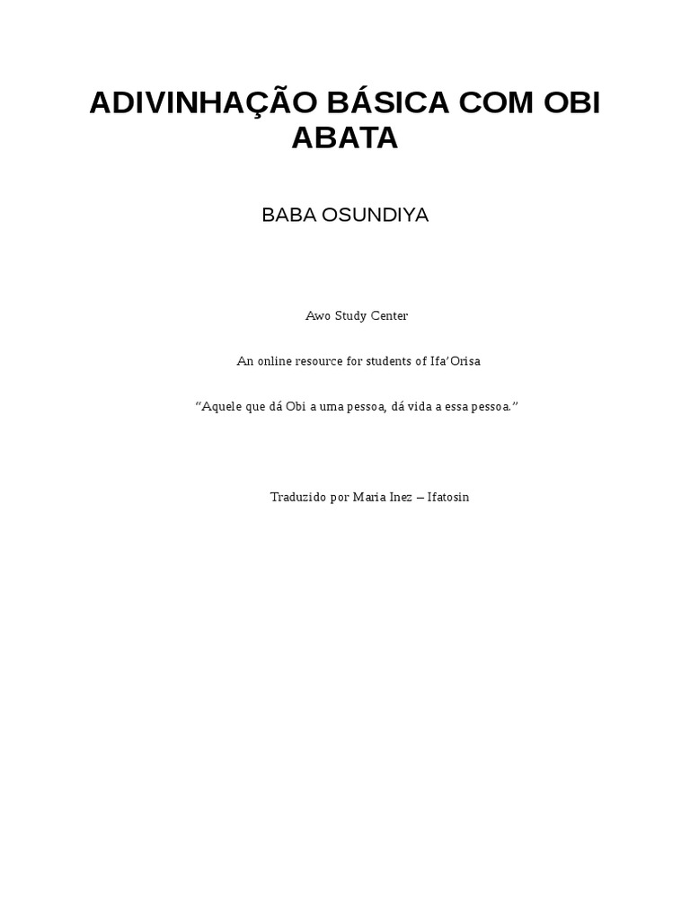 Adivinhacao Basica Com Obi Abata | PDF | Oráculo | Aprendizado