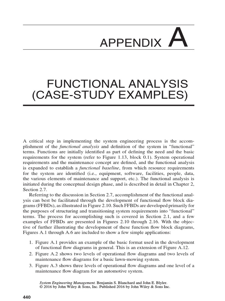 System Engineering Management - 2016 - Blanchard - Appendix A Functional Analysis Case Study ...