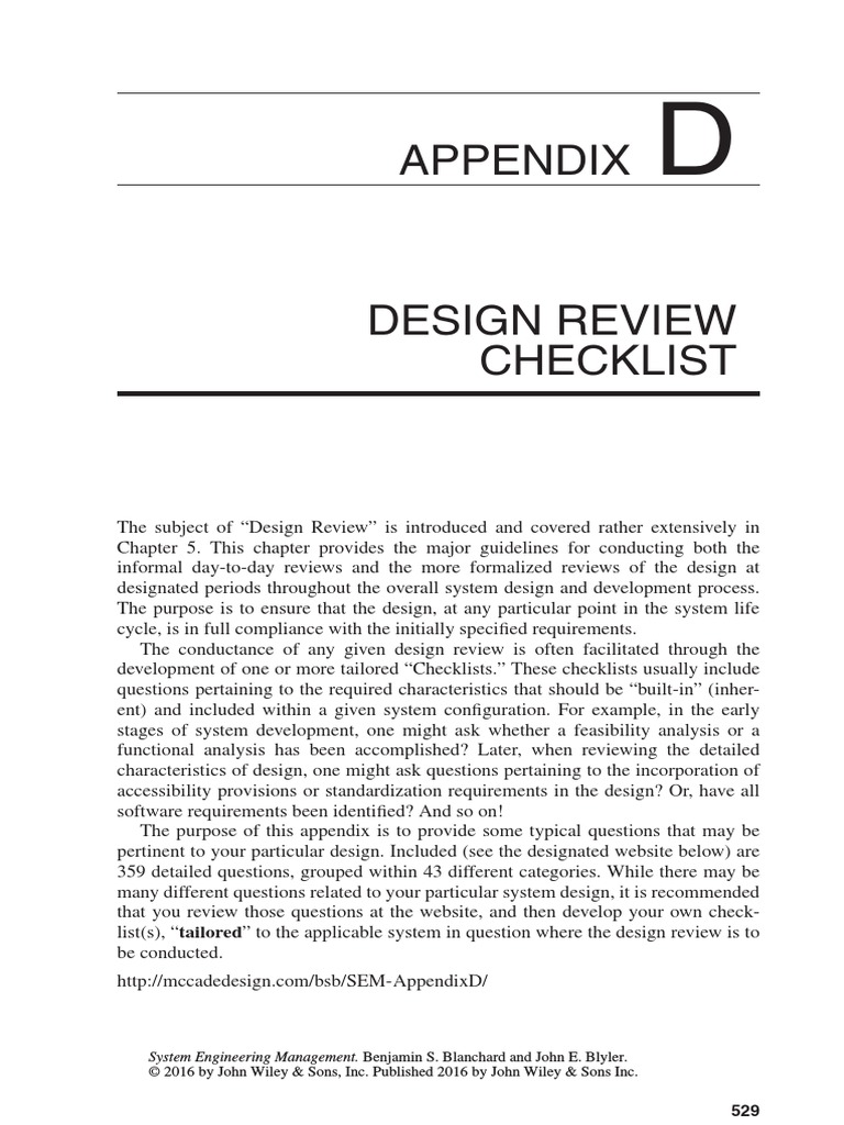 System Engineering Management - 2016 - Blanchard - Appendix D Design ...