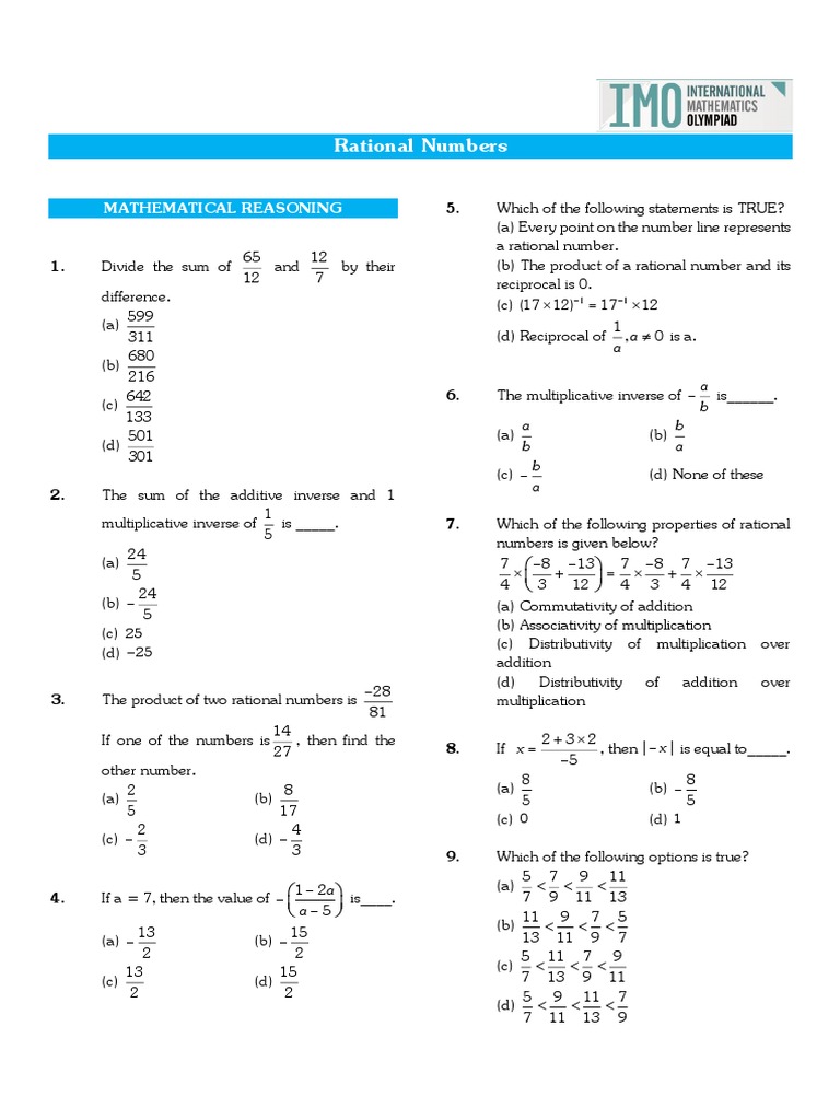 Rational Numbers: Mathematical Reasoning | PDF | Rational Number | Numbers