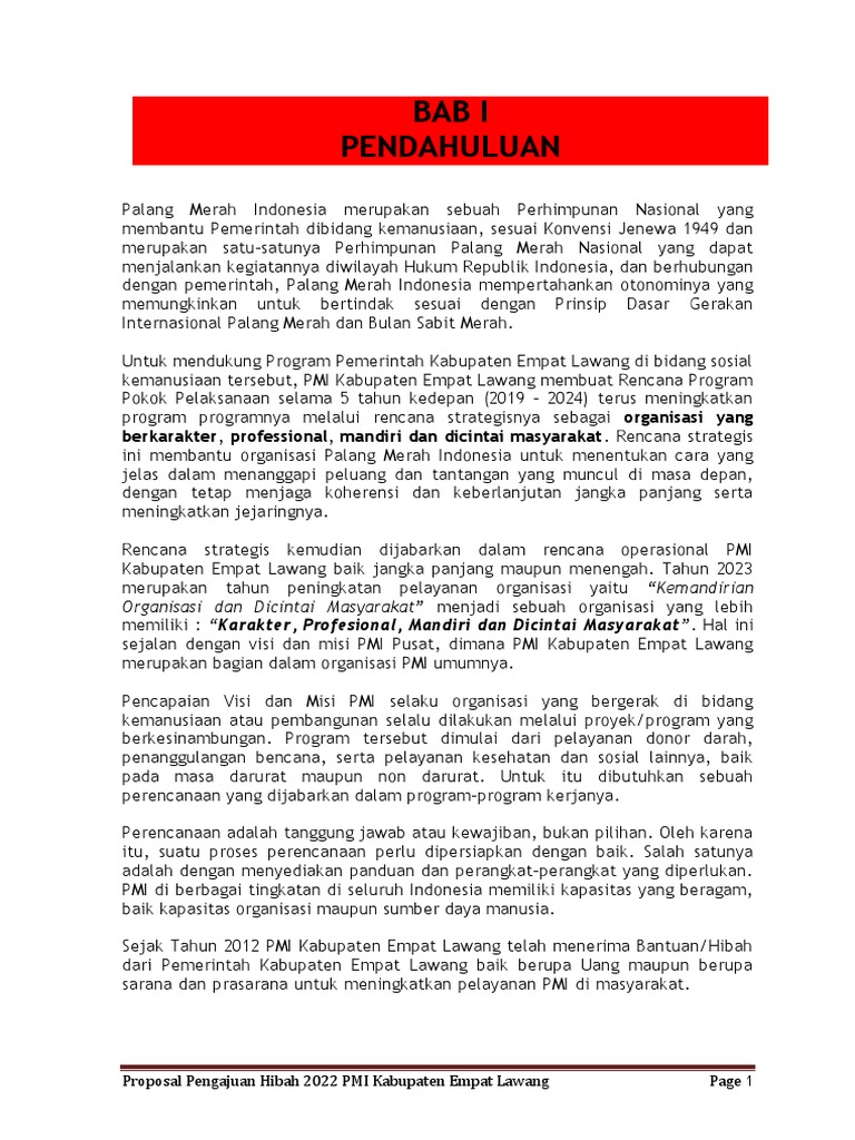 Proposal Hibah PMI Empat Lawang 2022 | PDF | Karier & Perkembangan | Bisnis