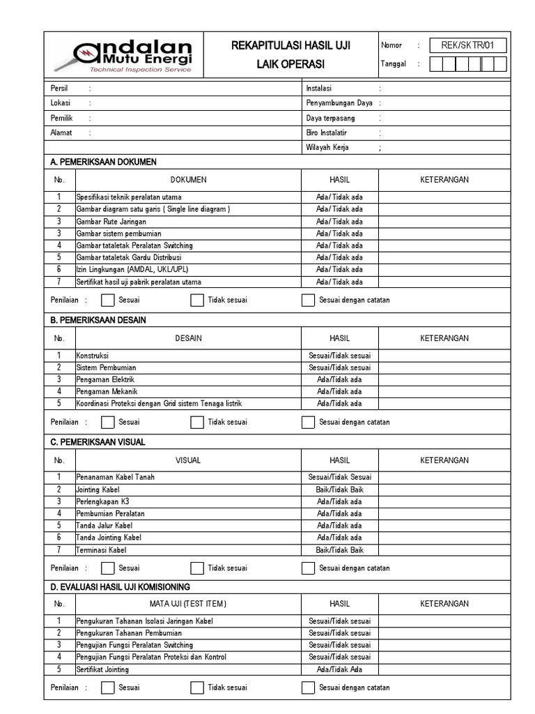 Form Instalasi SKTR | PDF | Teknologi & Rekayasa