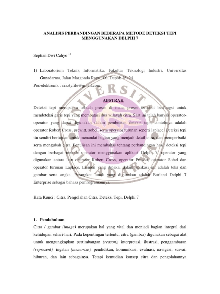 Analisis Metode Deteksi Tepi | PDF