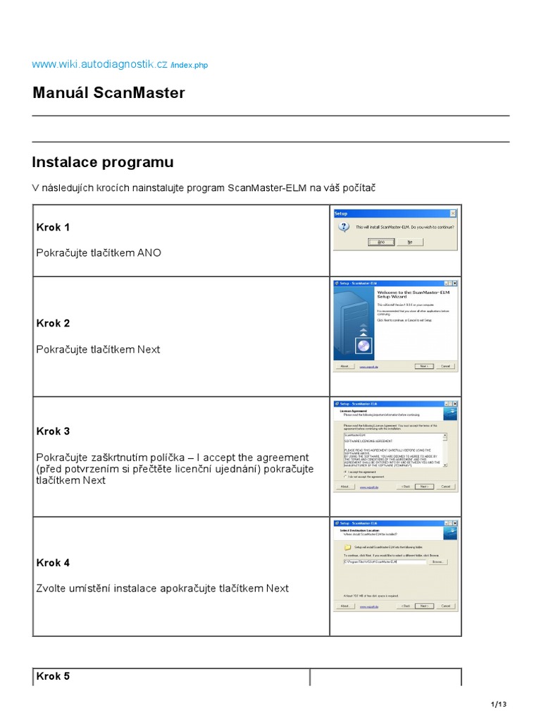 Manuál ScanMaster. | PDF