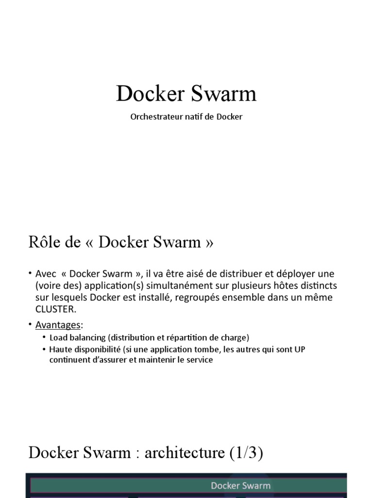 Docker Swarm | PDF | Réseau informatique | Calcul distribué