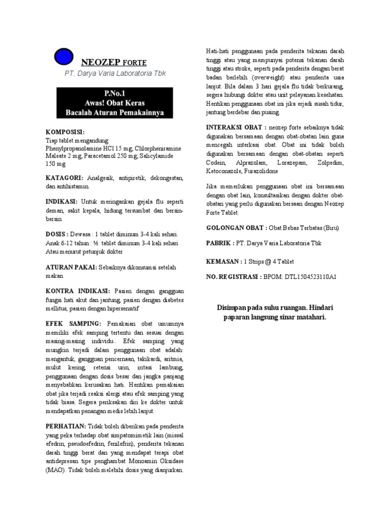Panduan Penggunaan Neozep Forte | PDF
