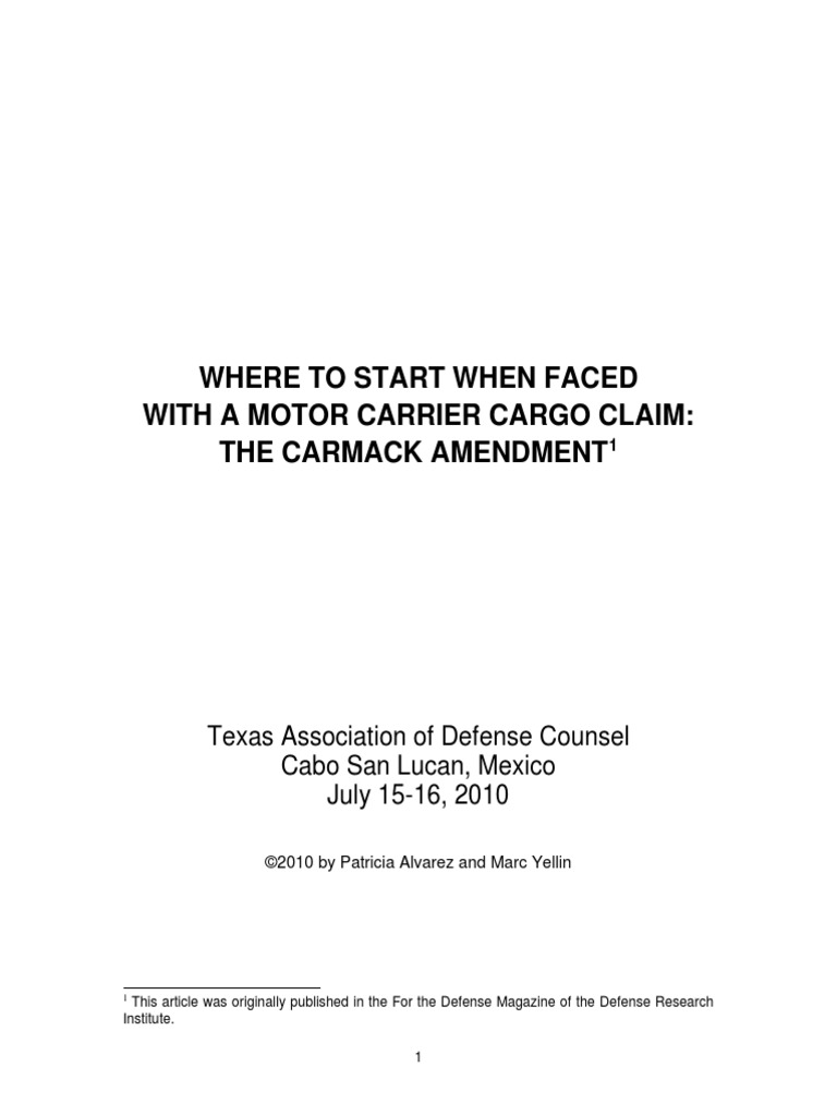 The Carmack Amendment | PDF | Bill Of Lading | Cargo