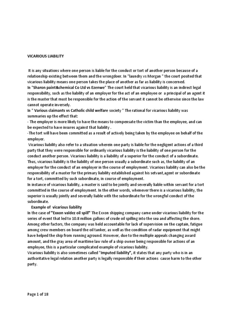 Vicarious Liability | PDF | Legal Liability | Defamation