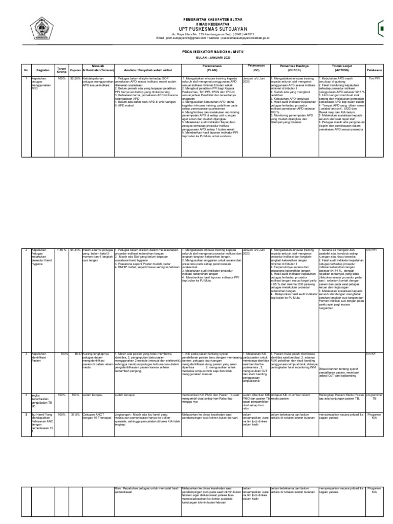 Pdca Monitoring Inm Jan Jun 23 Fix Kan | PDF