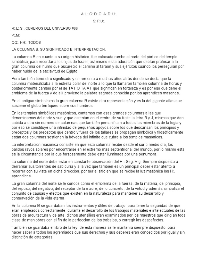 columna en la masoneria | PDF | Masonería | Fuerza