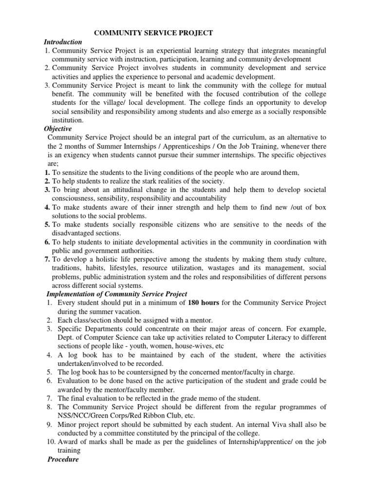 Community Service Project Guidelines | PDF