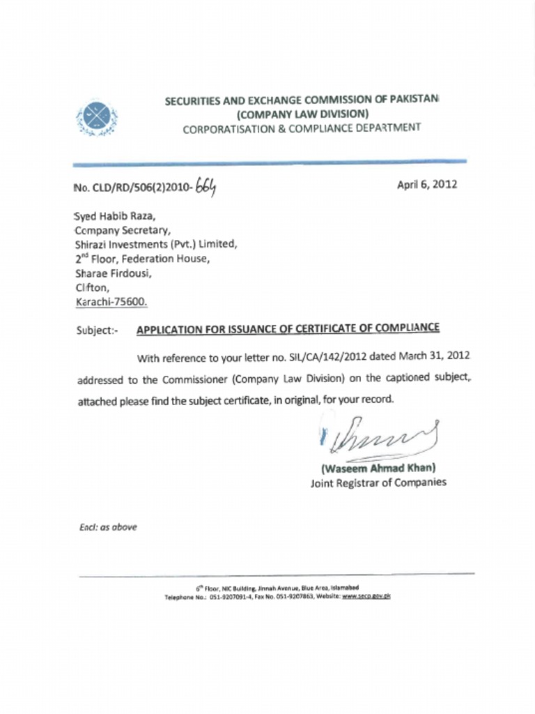 SECP Registration Certificate | PDF