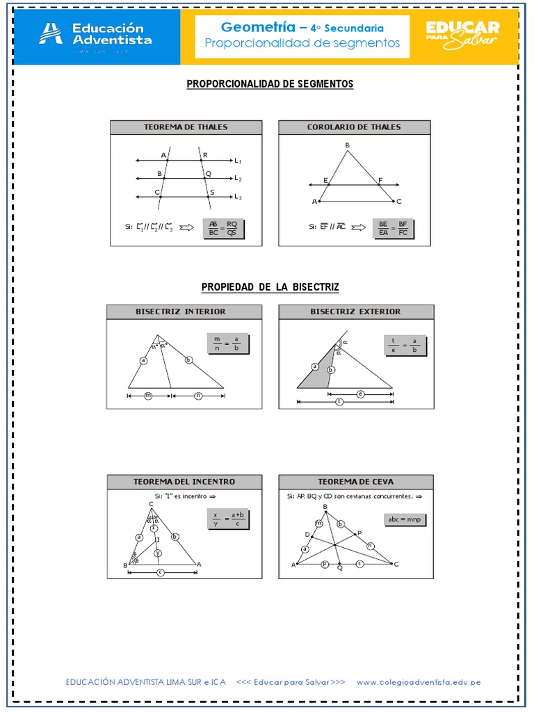 Teoría - Proporcionalidad de Segmentos - 4to Sec | PDF | Euclides | Matemática Elemental