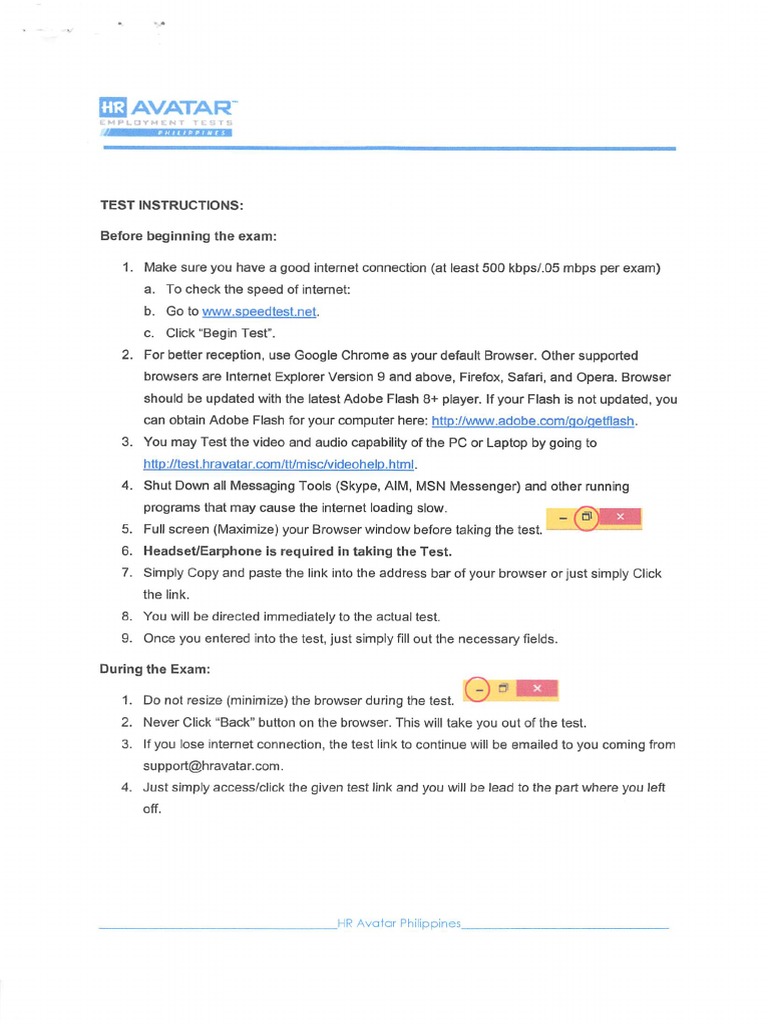 Test Instructions | PDF