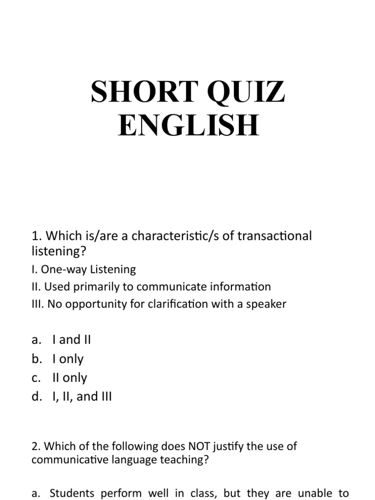 Short Quiz English | PDF | Language Education | Vocabulary