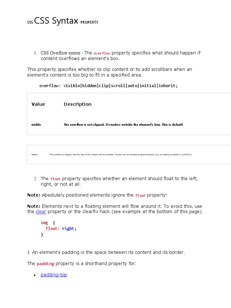 CSS Overflow Syntex | PDF