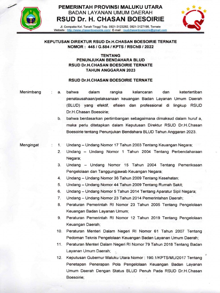 SK Bendahara BLUD 2023 - Nurhilda SKM | PDF