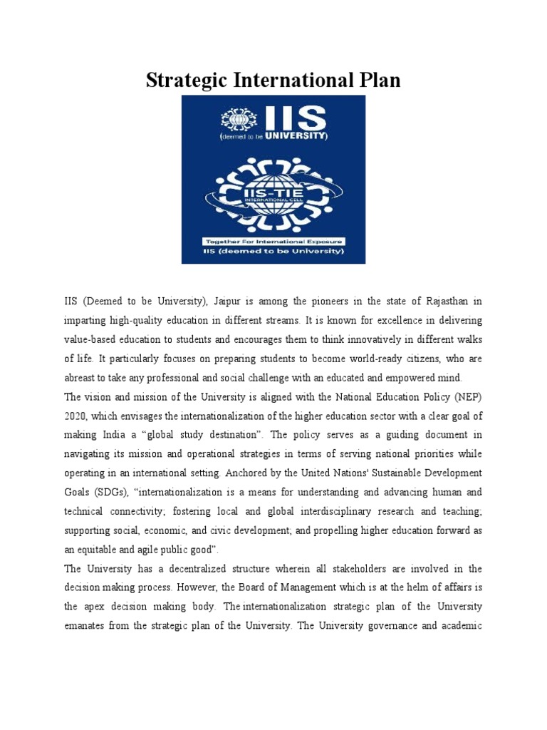 Strategic International Plan - SIP | PDF | Art