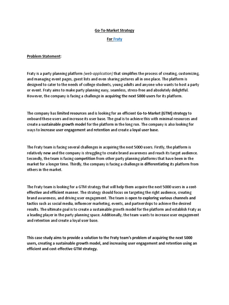 Fraty's User Acquisition Strategy | PDF | Target Audience | Marketing