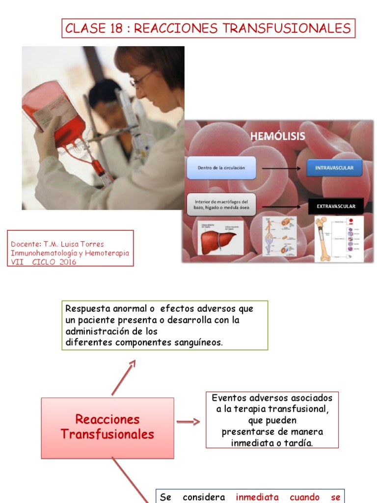 Clase 18 Reacciones Adversas A La Transfusion | PDF | Sistema ...