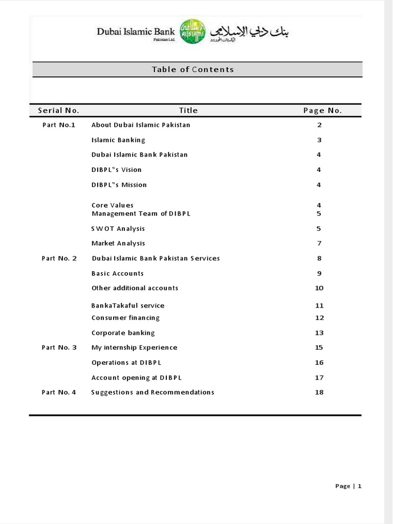 Dubai Islamic Bank Internship Insights | PDF | Islamic Banking And ...