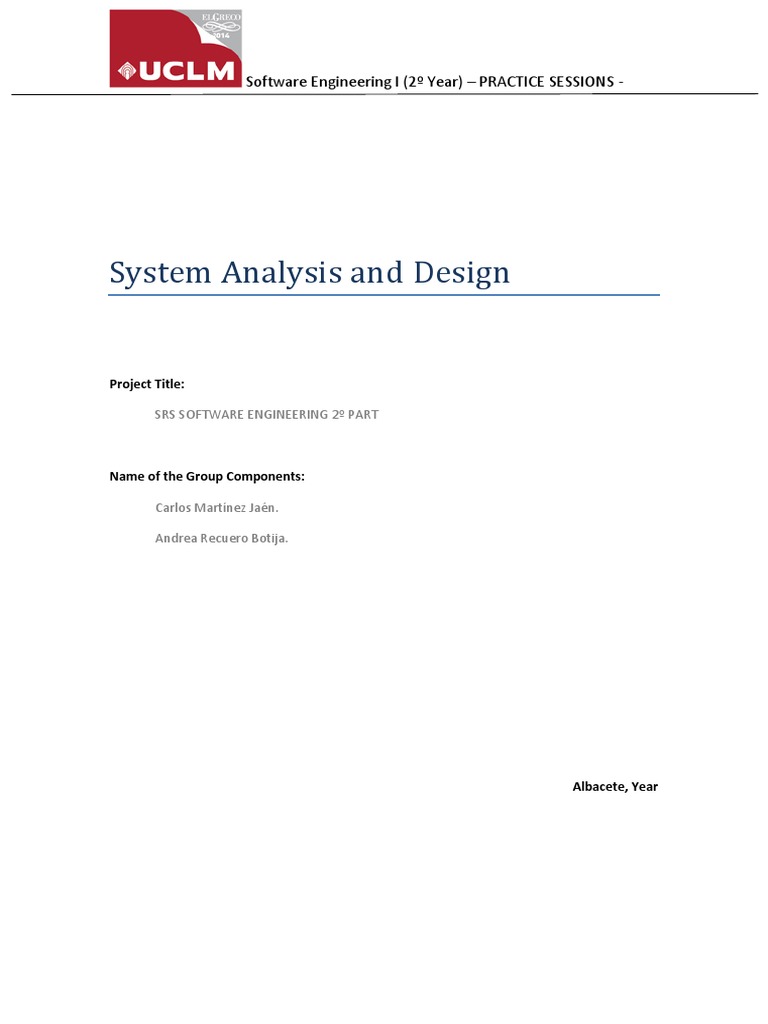 Analysis-Design Template Carlos-martinez Jaen Andrea Recuero Botija ...